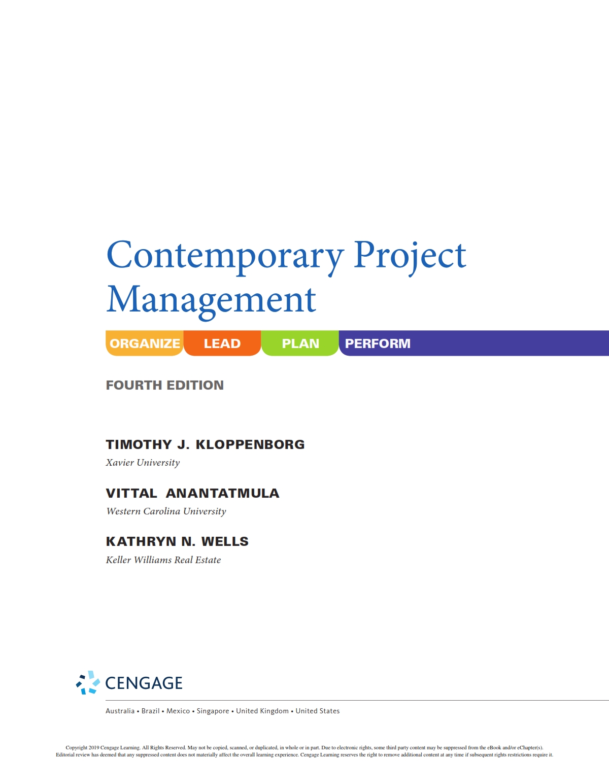 Contemporary Project Management 4th Edition