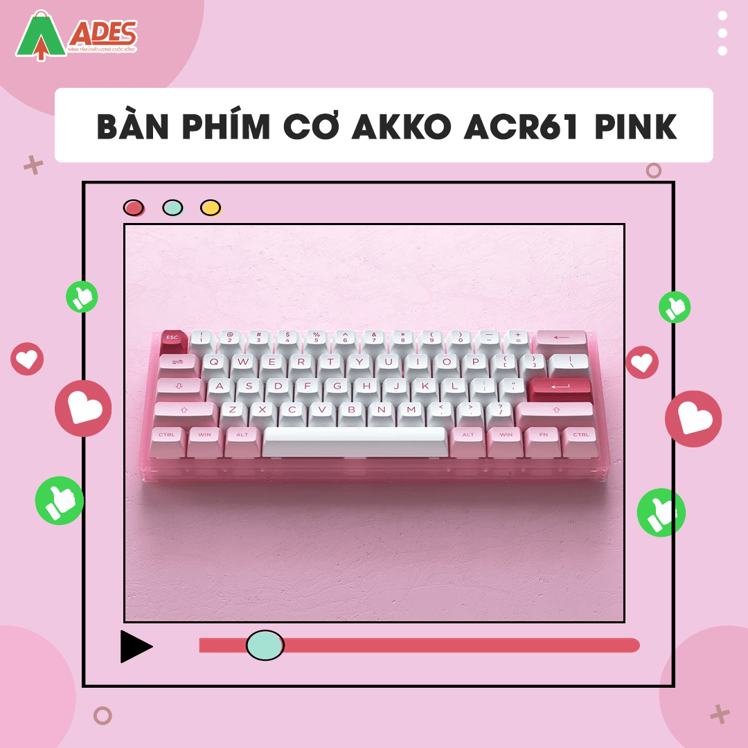 Bàn phím cơ AKKO ACR 61 Pink | Công ty cổ phẩn TMDV & SX Ades