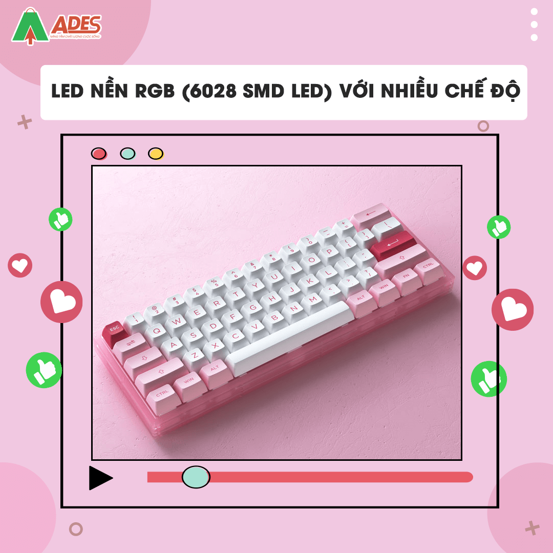 Bàn phím cơ AKKO ACR 61 Pink | Công ty cổ phẩn TMDV & SX Ades