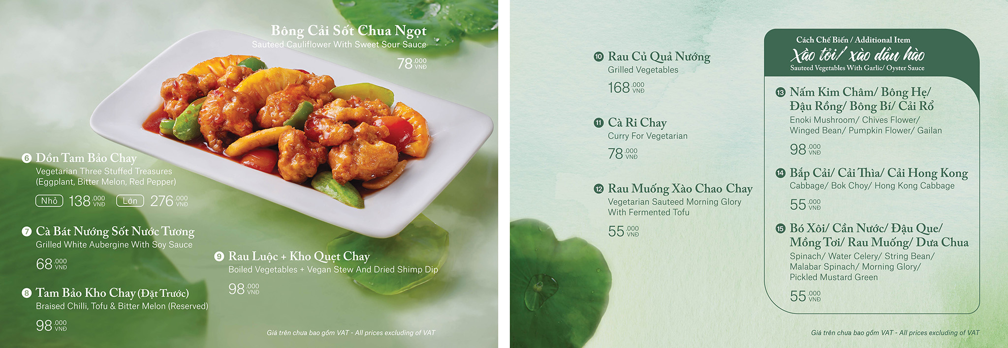 Thực đơn chay | Nhà hàng Cơm Niêu Sài Gòn