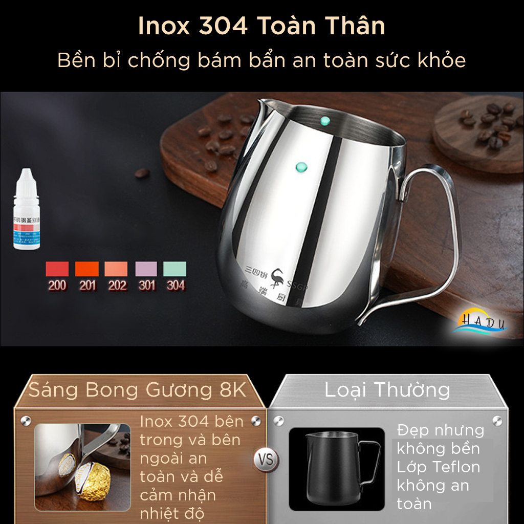 Cốc Pha Cà Phê Inox 304 350ml 600ml Cao Cấp Đạt Chất Lượng Đức SSGP