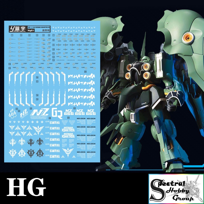 Decal nước dán mô hình MG HG Kshatriya - Water Sticker Tool hobby