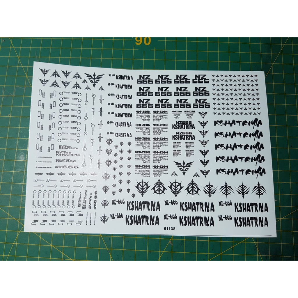 Decal nước dán mô hình MG HG Kshatriya - Water Sticker Tool hobby