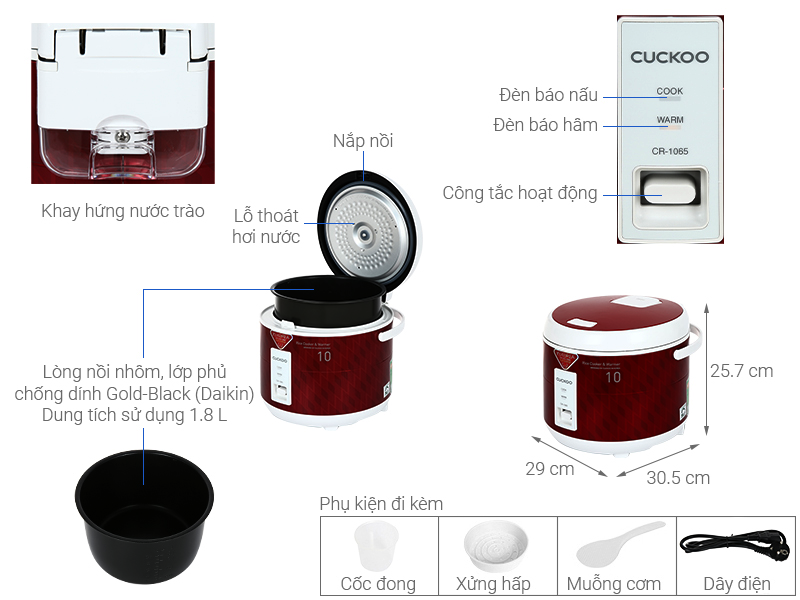 Nồi cơm điện Cuckoo 1.8 Lít CR-1065