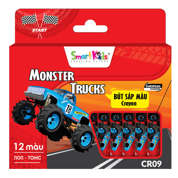 Sáp Màu Smart Kids Monster Truck 12 Màu CR09