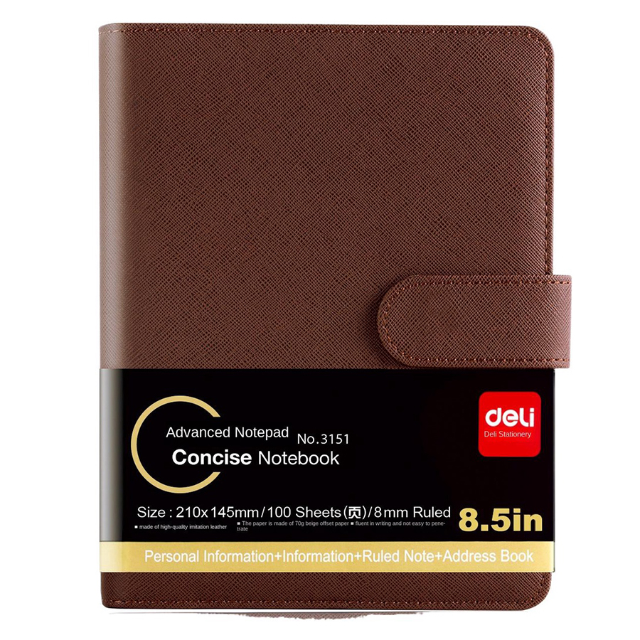 Sổ Bìa Da Deli PU 3151 100Tr