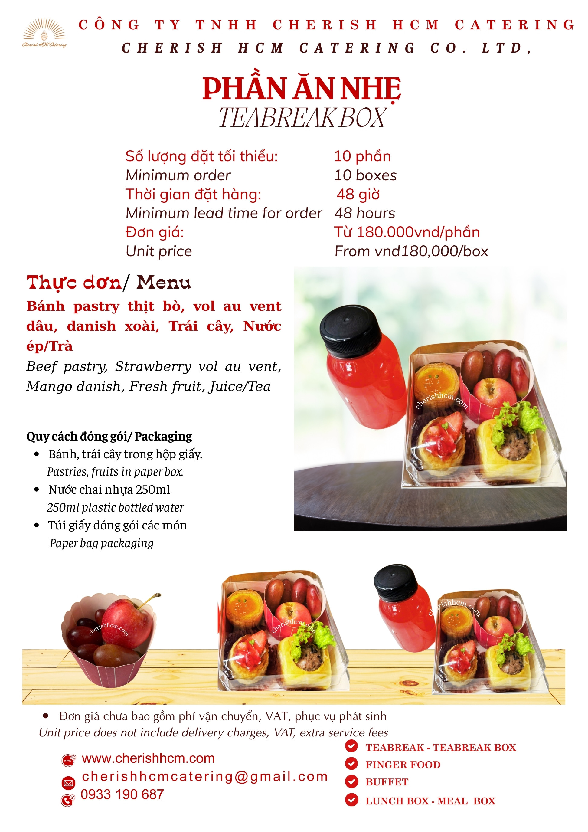 Teabreak Box Hola - Box 3 bánh, trái cây, Nước ép/Trà - 3 Pastries ...