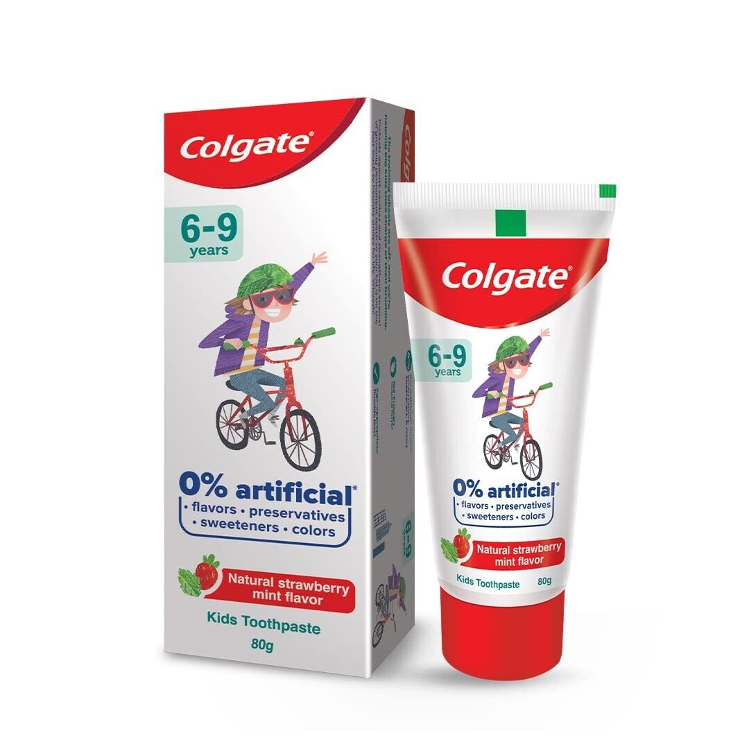 Colgate Toothpaste Natural Strawberry Flavour For Kids (6-9 Years) 80g ...