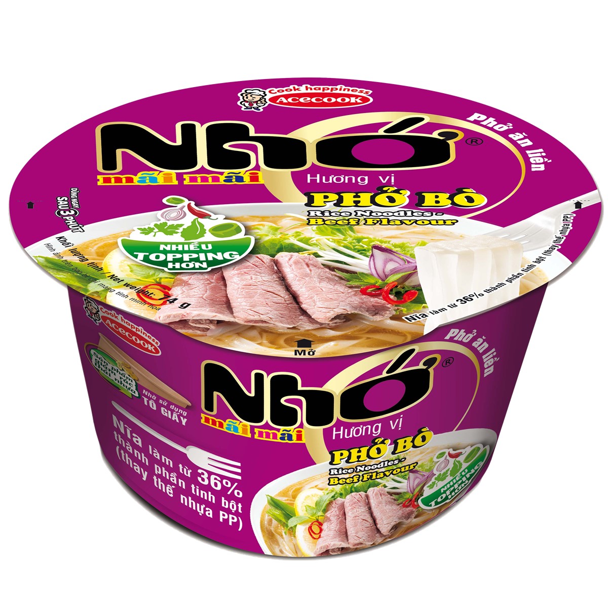Acecook - Nhớ Rice Noodles Beef Flavour (Phở Bò) Box 73gr | BLUETHUNDER ...