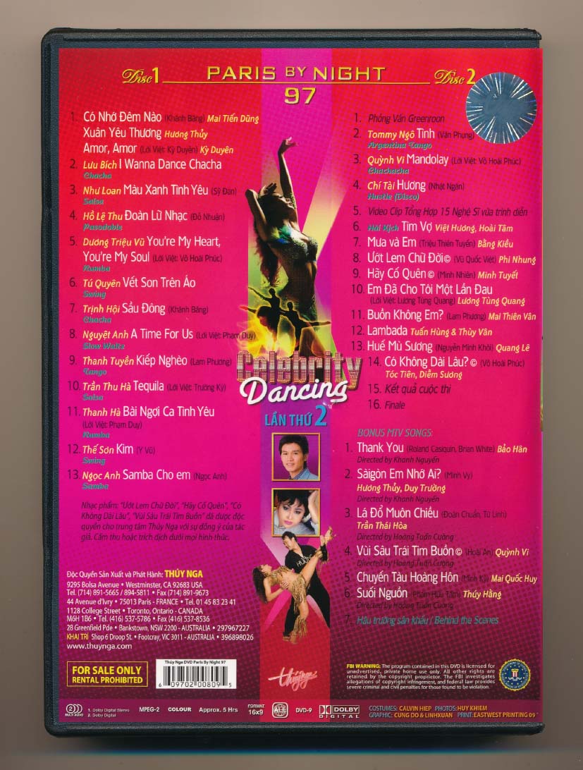DVD Thúy Nga - Paris By Night 97 - Celebrity Dancing 2 (Khiêu Vũ Của ...