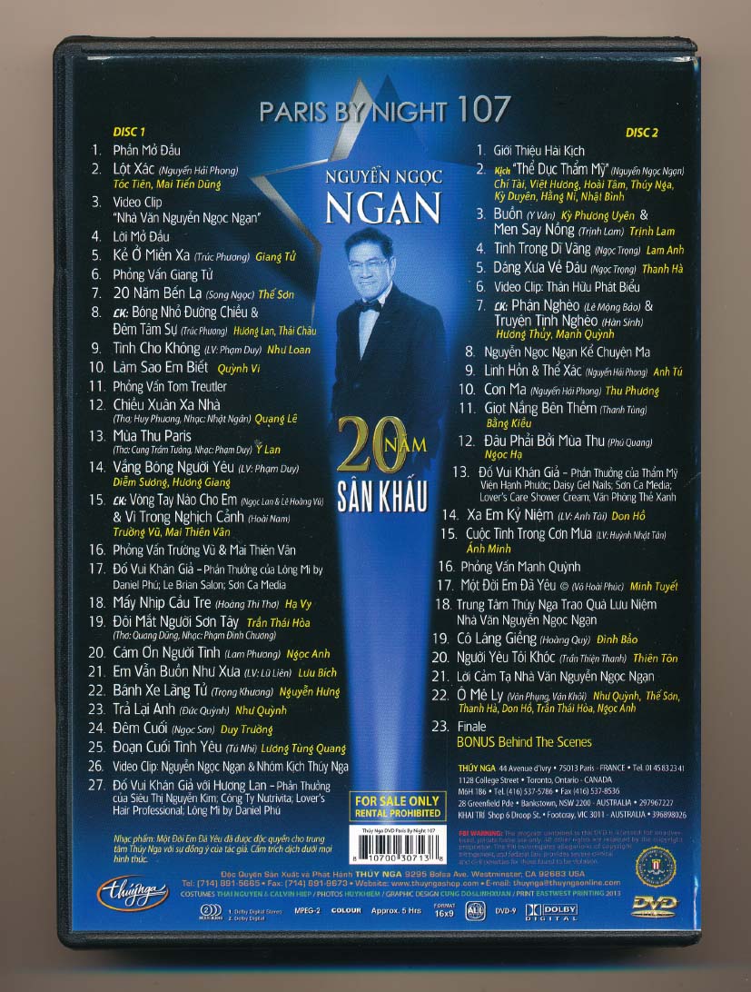 DVD PBN 107 - Nguyễn Ngọc Ngạn - 20 Năm Sân Khấu (USED) KGCBL