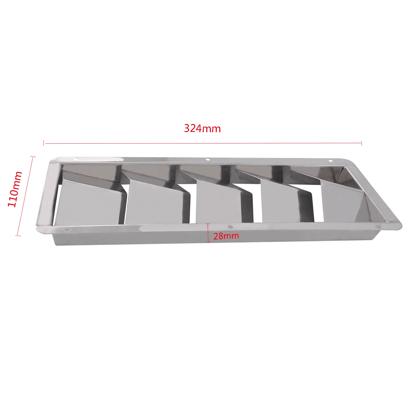 Cửa Louver Thông Gió Chữ Nhật Inox 316, Chiều Dài 324x110mm, Mã S30915-3