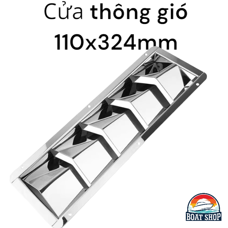 Cửa Louver Thông Gió Chữ Nhật Inox 316, Chiều Dài 324x110mm, Mã S30915-3