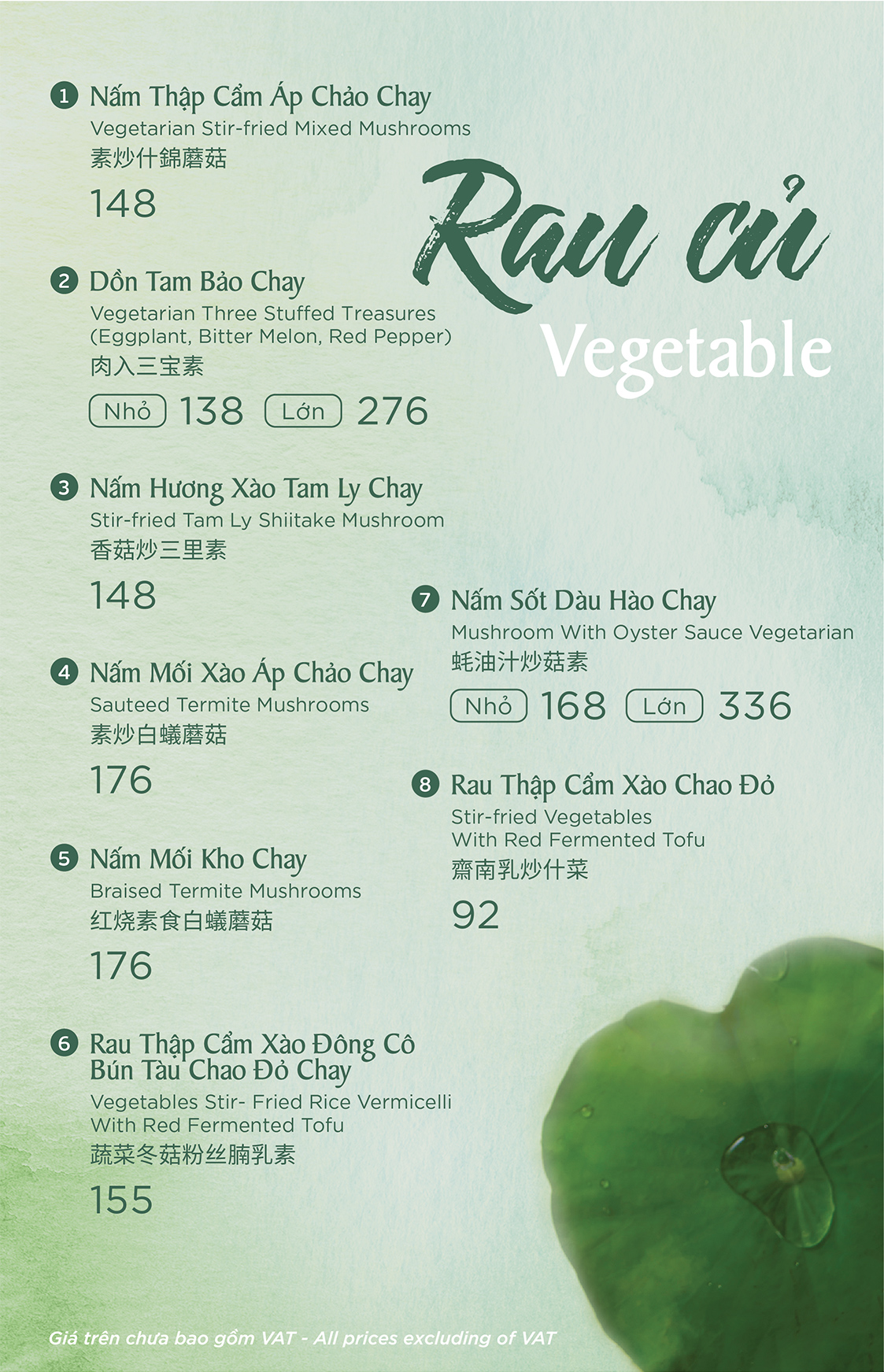 Menu Chay | tanhaivan.com