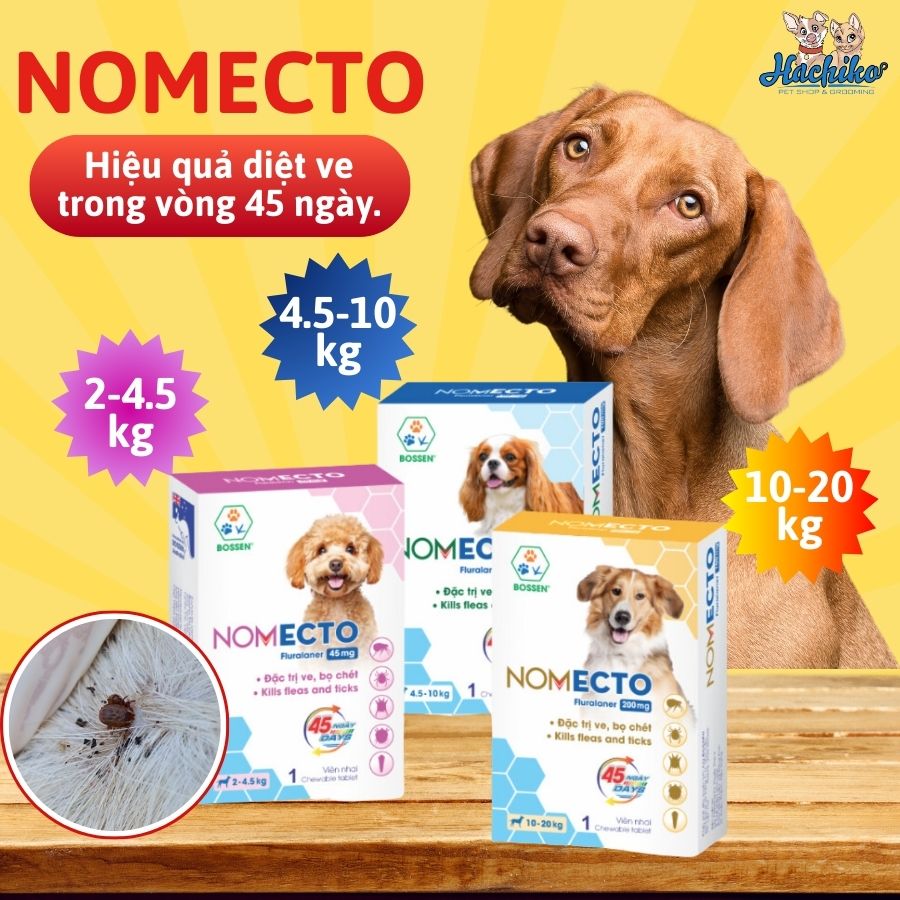 NOMECTO - Diệt ghẻ, ve, rận, bọ chét cho chó