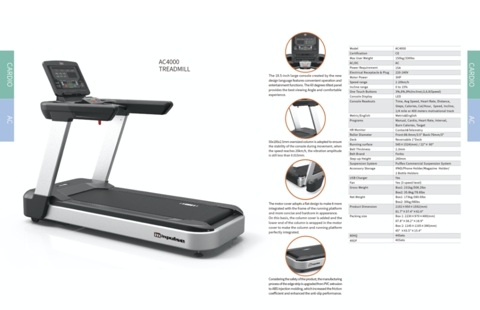 Máy chạy bộ điện Impulse AC4000 | Dụng cụ thể thao Tuấn Vũ