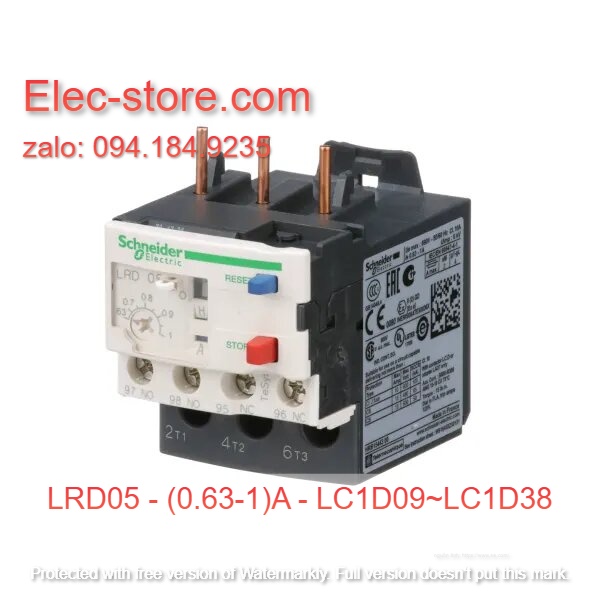 Relay Nhiệt Schneider - LRD series - Đuôi Nhiệt Schneider LRD05 (0.63-1 ...