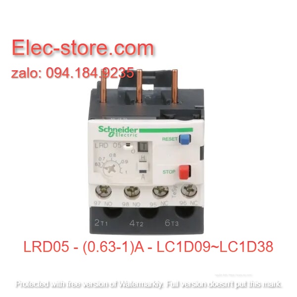 Relay Nhiệt Schneider - LRD series - Đuôi Nhiệt Schneider LRD05 (0.63-1 ...