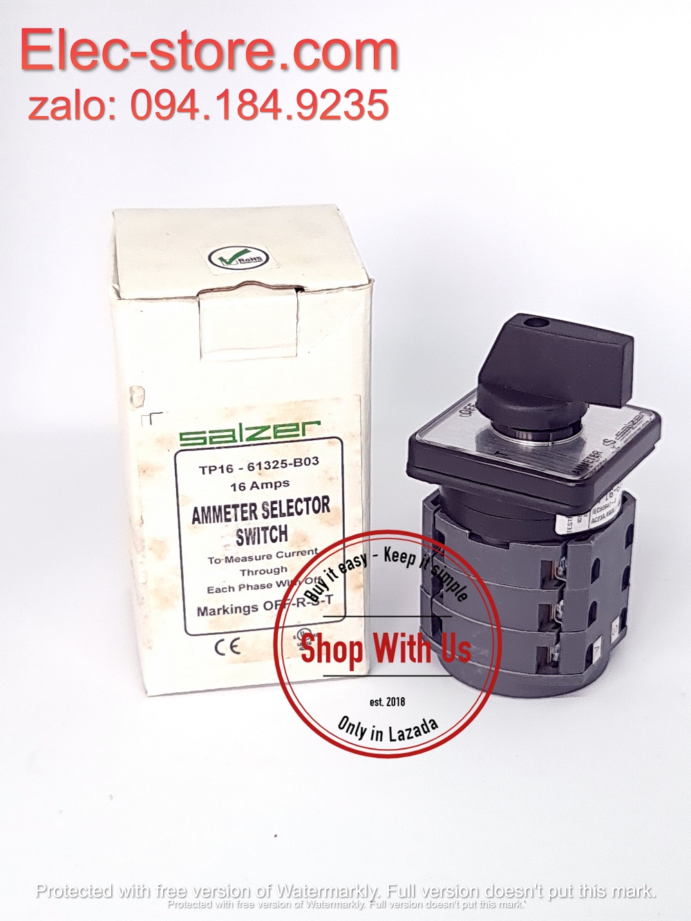 Công tắc chuyển mạch ampe Salzer TP16 61325 B03FHAB | 16A, OFF–R–S–T ...