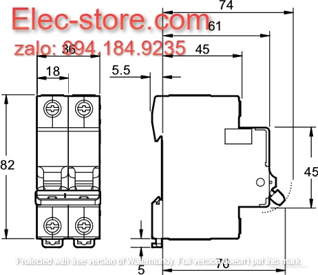 Schneider EZ9F34225 - Easy9 MCB - 2P 25A - C curve - 4500 A - 230 V | Shop With Us