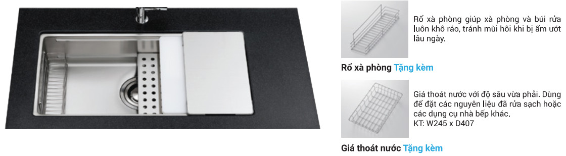 Phụ kiện chậu rửa chén 1 hố Nhật Bản Shigeru dòng JS15: JSL, JSM, JSN