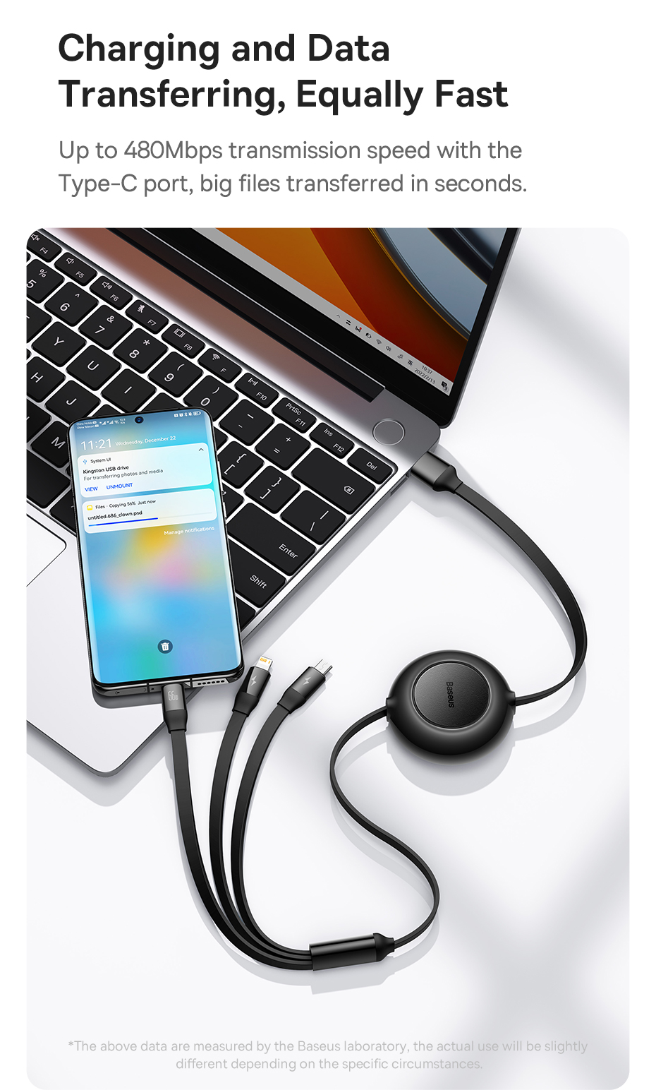 Cáp Sạc Dây Rút Công Suất 66W Baseus Bright Mirror 3 in 1 Baseus ...