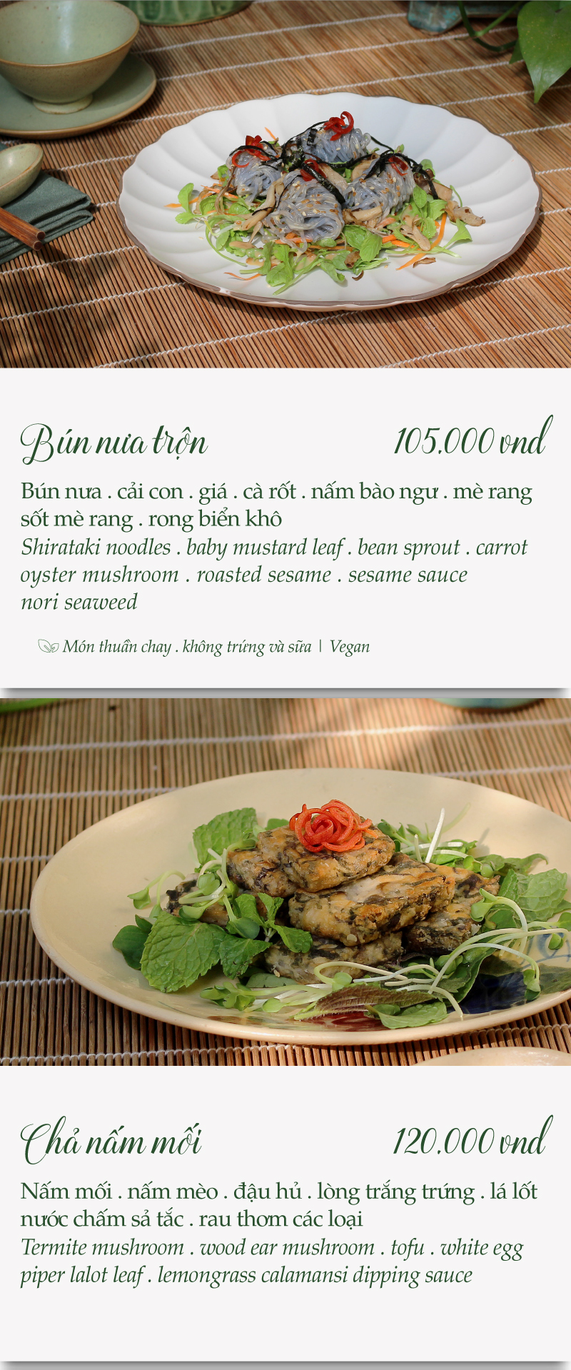 MENU | Đu Đủ Xanh . Vegetarian