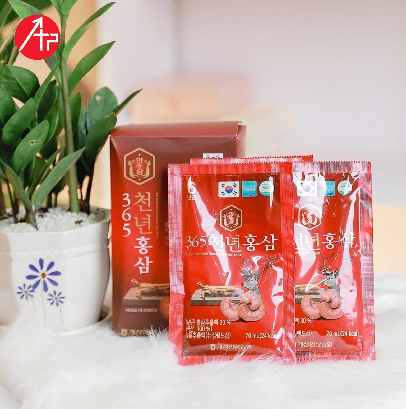 Nước chiết xuất hồng sâm nhung hươu 365 HANSUSAM (365 Korean Red Ginseng & Cordyceps) An Thịnh Phát