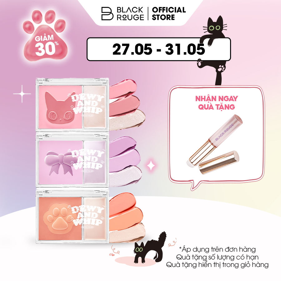 Má Hồng Kem Kèm Highlight Black Rouge Dewy Whip Cheek And Beam 75.1g | Black Rouge Vietnam