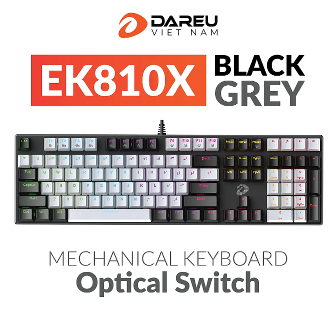 DAREU EK810X Black - Grey (Waterproof, Optical Switch)