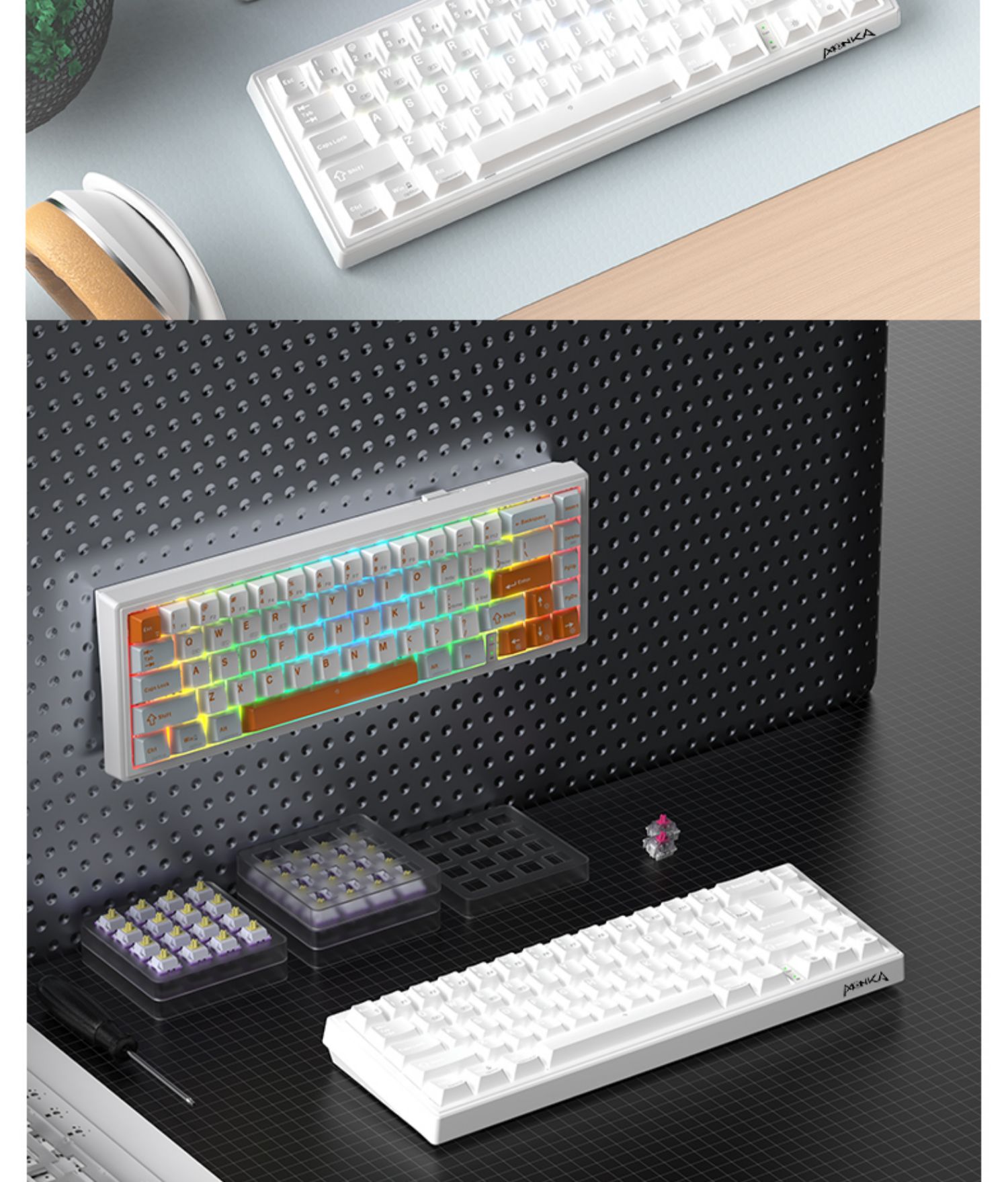 Monka 3067 V2 Pro Mạch Xuôi, Led RGB, Kết Nối 3 Modes