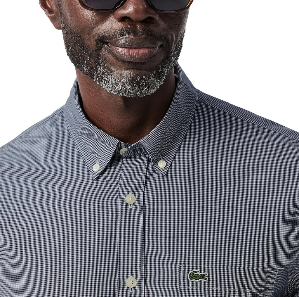 Short Sleeve Shirt Lacoste Regular Fit Gingham - White / Navy Blue • 522