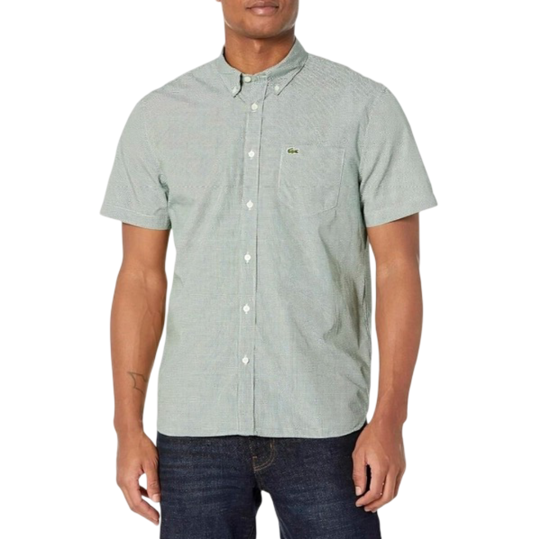 Short Sleeve Shirt Lacoste Regular Fit Gingham - White / Green • 737