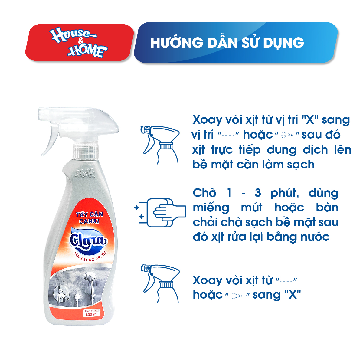 Dung dịch tẩy cặn canxi Clara - chai 500ml
