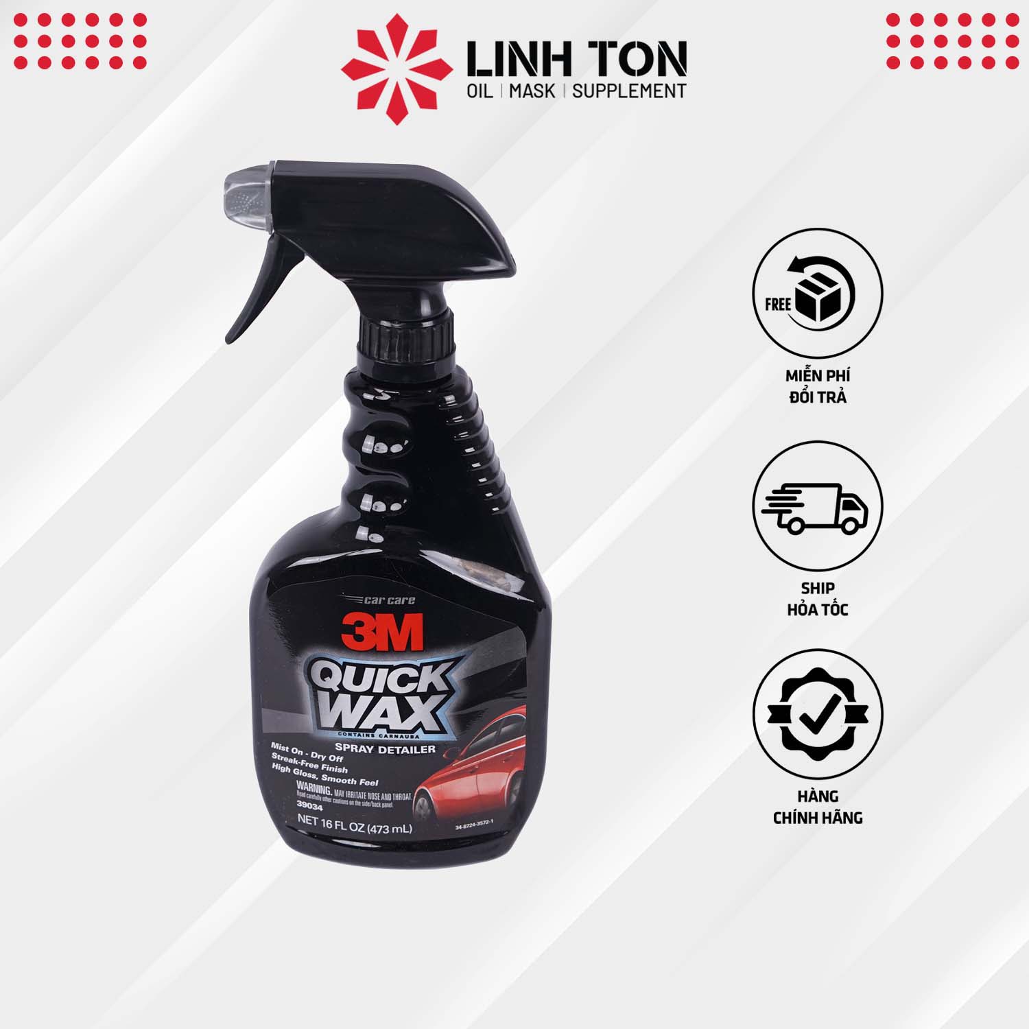 Chai xịt đánh bóng sơn xe máy và ô tô 3M Quick Wax 39034