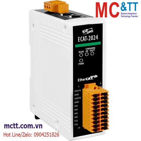 Module EtherCAT Slave 4 kênh đầu ra tương tự AO ICP DAS ECAT-2024 CR | MC&TT Co., Ltd