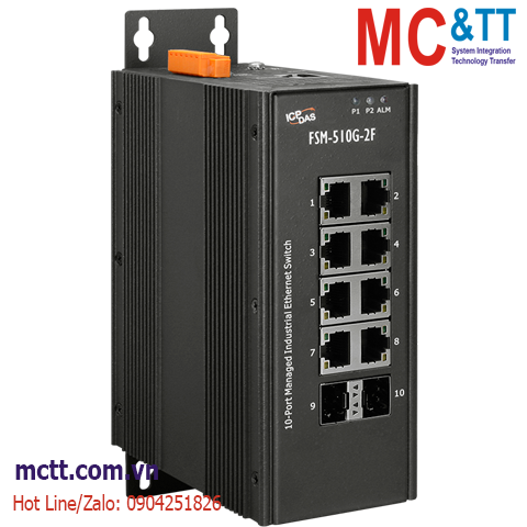 Switch công nghiệp quản lý 8 cổng Gigabit Ethernet + 2 cổng Gigabit SFP ICP DAS FSM-510G-2F CR ...