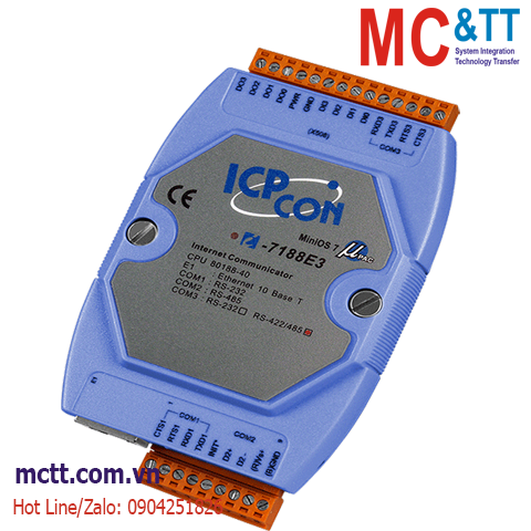 Bộ lập trình chuyển đổi 1 cổng RS-232 + 1 cổng RS-422 + 1 cổng RS-485 sang Ethernet ICP DAS I ...