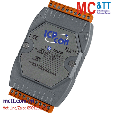 Module RS-485 Modbus RTU 4 kênh đầu vào số DI+4 kênh đầu ra Relay ICP DAS M-7060P-G CR | MC&TT ...