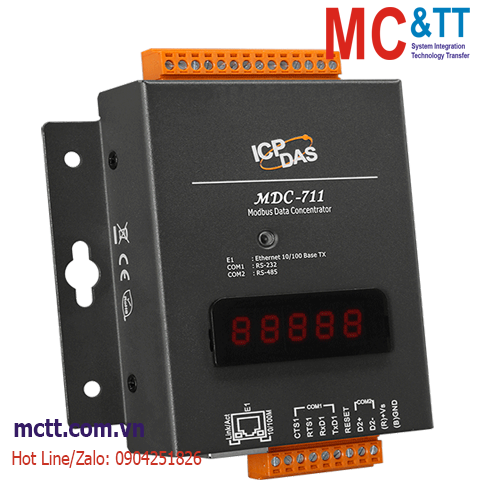 Bộ dữ liệu tập trung Modbus 1xRS-232 + 1xRS-485 + 1xEthernet ICP DAS MDC-711 CR | MC&TT Co., Ltd
