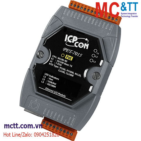 Module PoE Ethernet Modbus TCP 7 kênh đầu vào RTD ICP DAS ICP DAS PET-7015 CR | MC&TT Co., Ltd