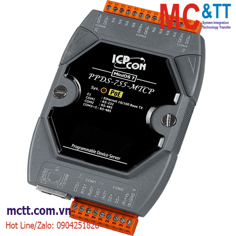 Bộ chuyển đổi Modbus Gateway 1 cổng RS-232 +4 cổng RS-485 sang Ethernet ICP DAS PPDS-755-MTCP CR ...