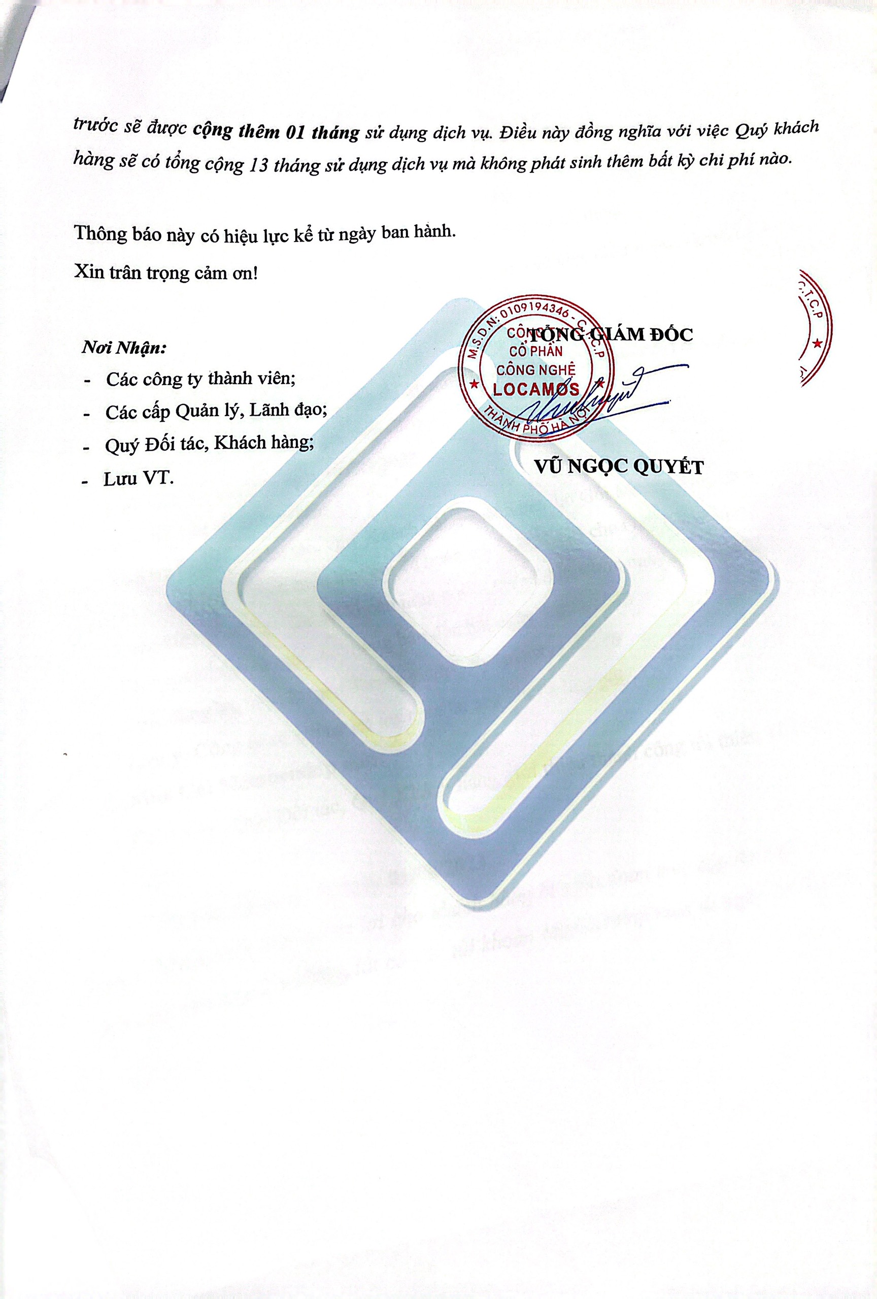 ĐIỀU CHỈNH CHÍNH SÁCH MỚI GÓI MEMBERSHIP | LOCAMOS TECHNOLOGY JSC