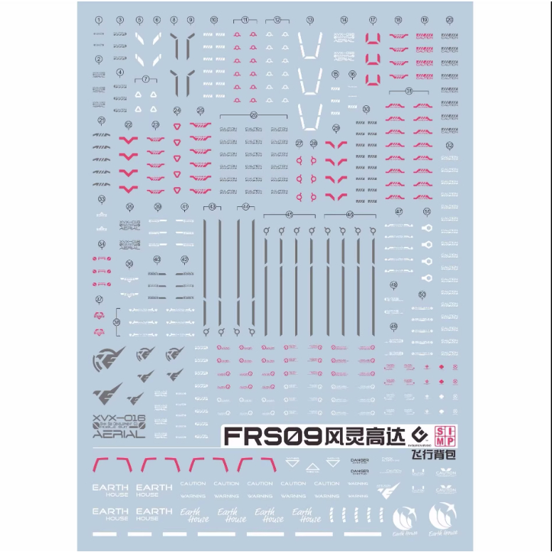 Decal Nước Huỳnh Quang dán mô Hình GUNDAM FM AERIAL 1/100 ( Bản CHOST)