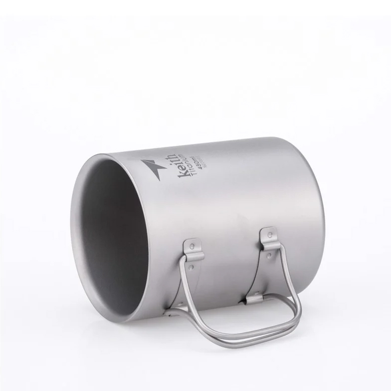 Ca Keith Double-Wall Titanium Mug with Folding Handle and Lid 450ml ...