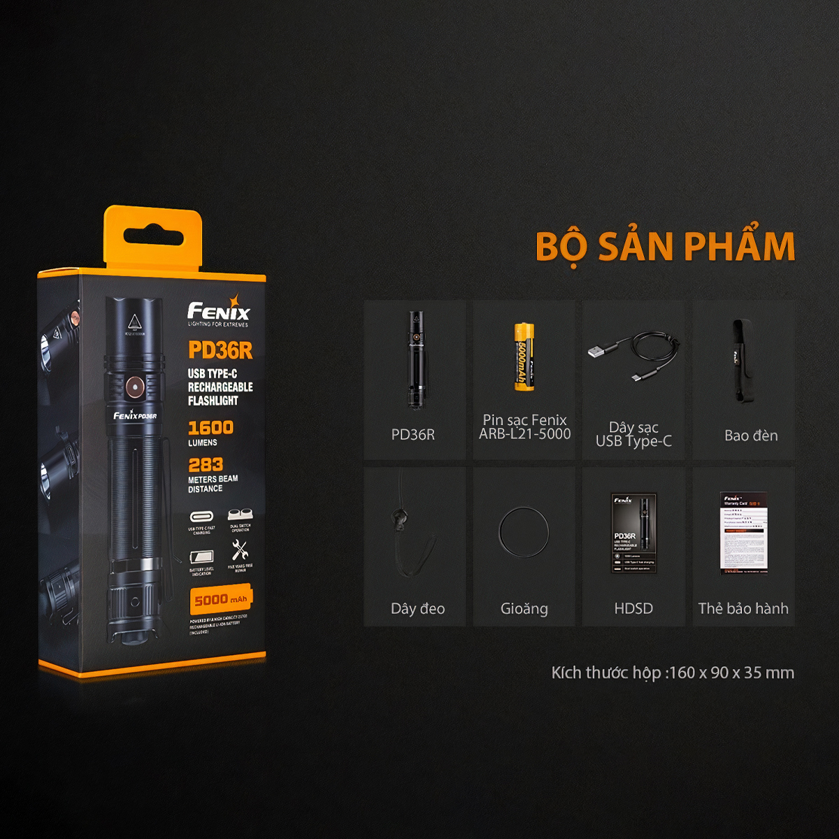 FENIX PD36R Đèn pin độ sáng 1600lm | Công Ty TNHH ProCamping