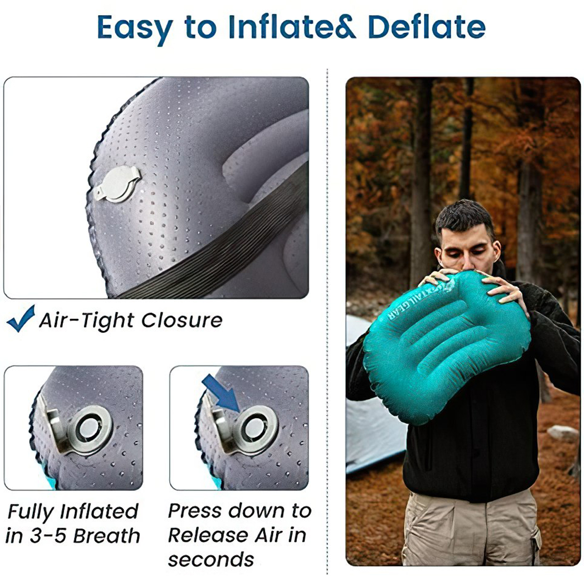 Gối hơi cắm trại công thái học Flextail FLEX PILLOW- Ultralight Inflatable TPU Camping Pillow ...