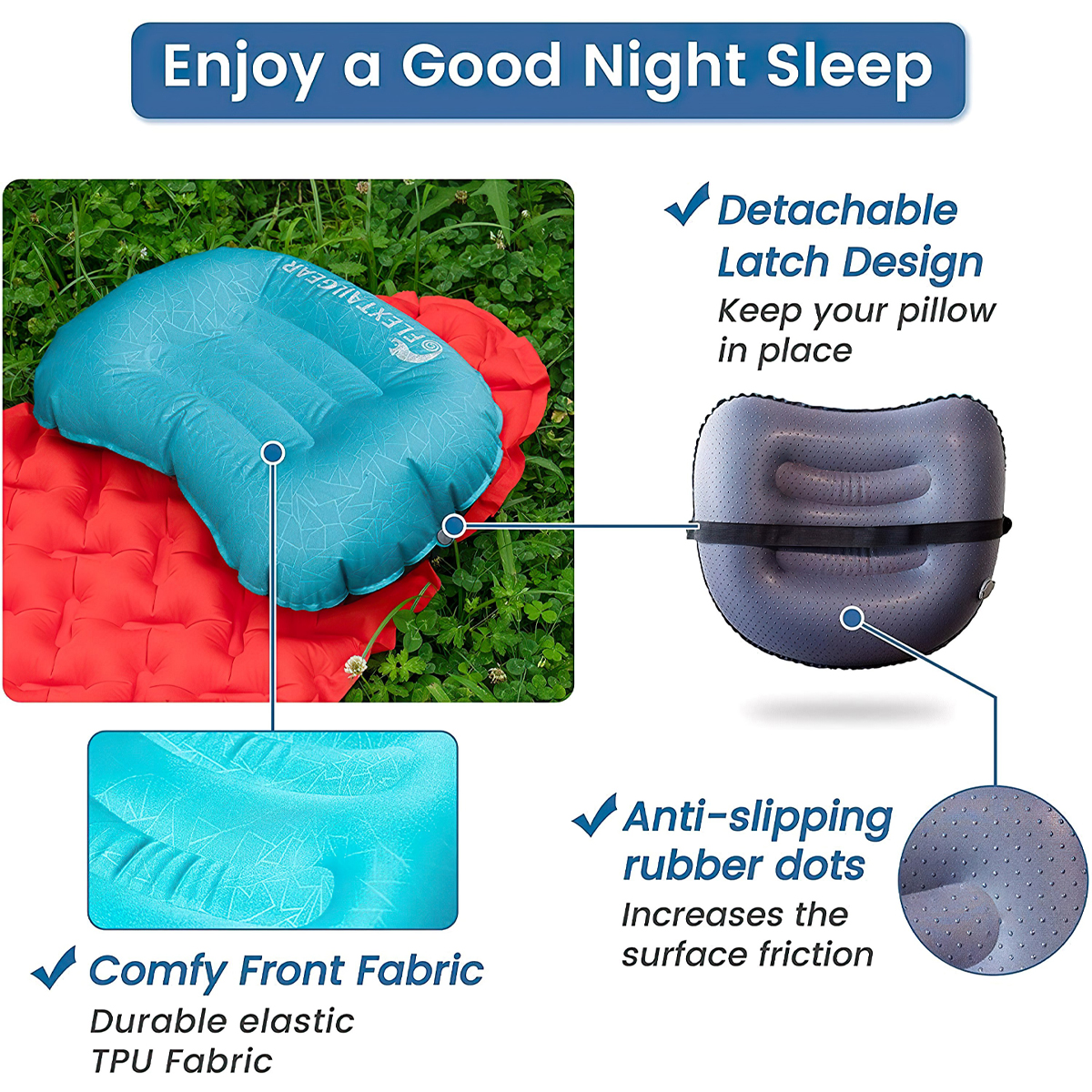 Gối hơi cắm trại công thái học Flextail FLEX PILLOW- Ultralight Inflatable TPU Camping Pillow ...