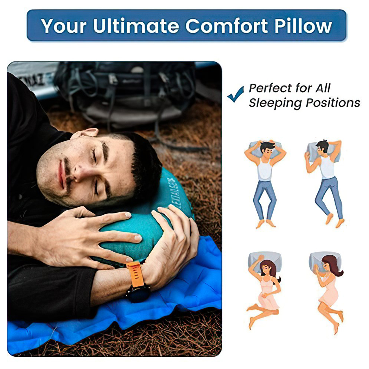 Gối hơi cắm trại công thái học Flextail FLEX PILLOW- Ultralight Inflatable TPU Camping Pillow ...