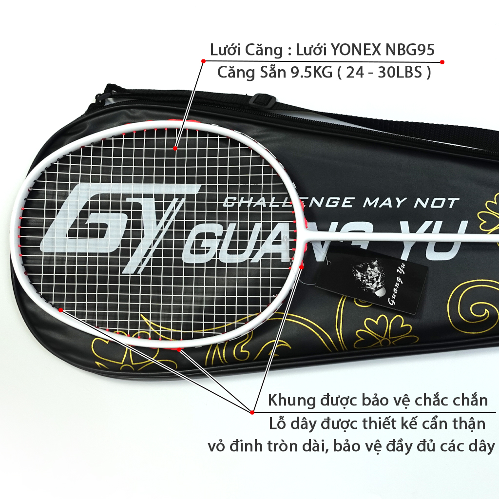 Vợt Cầu Lông Guangyu 6U Khung Carbon Siêu Nhẹ Thân Dẻo Trợ Lực Đánh ...